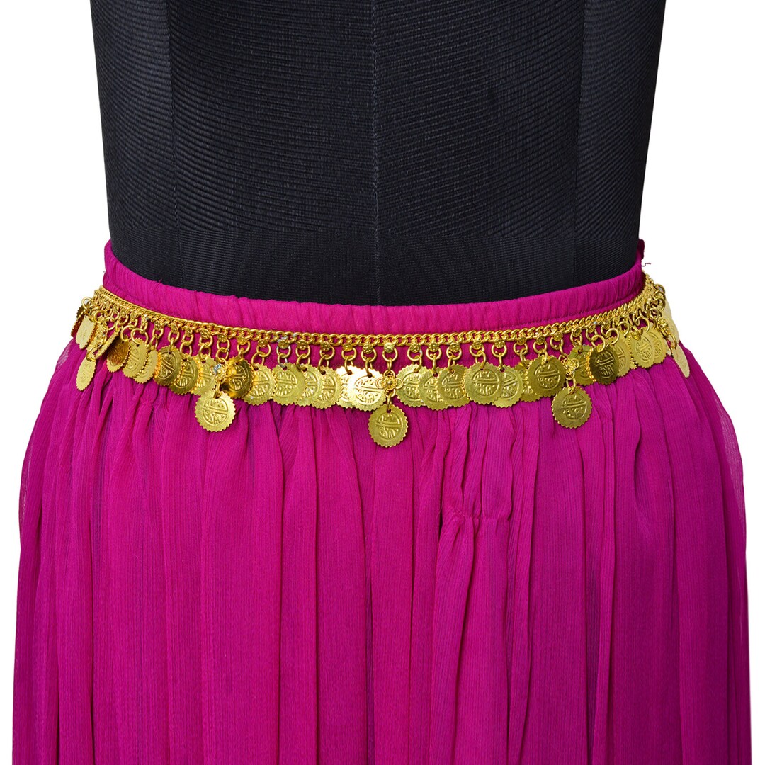 Gold Polished Belly Dance Belt Tribal Belt Jingle Coin Belt Adjustable ...