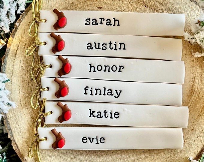 Christmas Clay Name Tags. Personalised Robin Name Tags. Christmas Clay ...