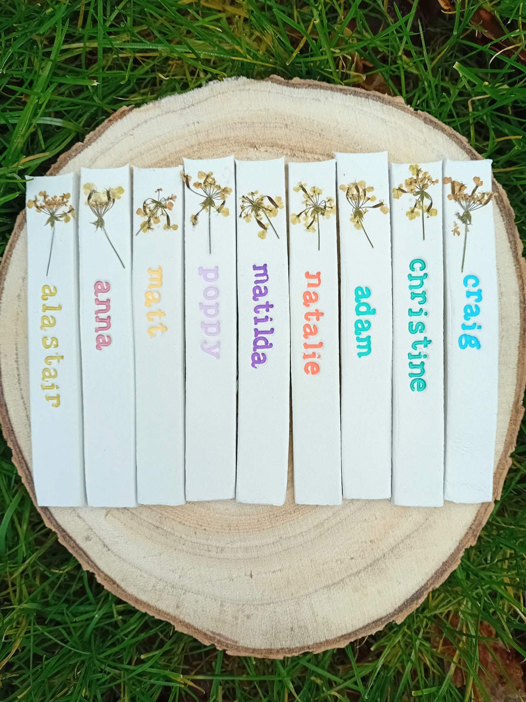 Wedding Place Name Cards Clay Place Names Pressed Flowers Floral ...