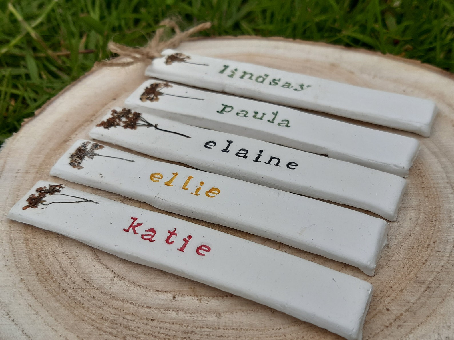 Wedding Place Name Cards Clay Place Names Pressed Flowers - Etsy UK