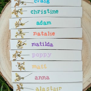 Wedding Place Name Cards Clay Place Names Pressed Flowers Floral ...