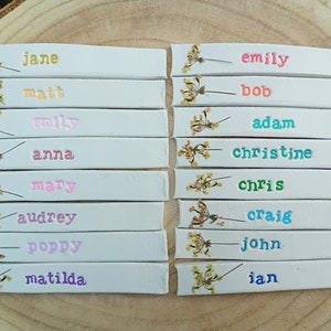 Wedding Place Name Cards Clay Place Names Pressed Flowers Floral ...