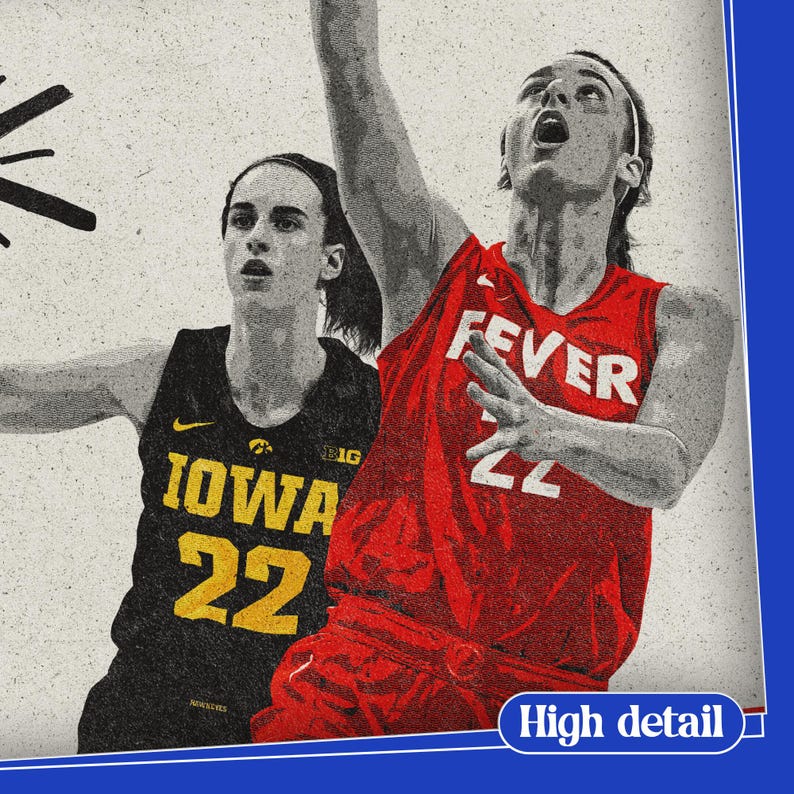 Caitlin Clark Poster, Iowa Hawkeyes, Indiana Fever Poster, Basketball ...