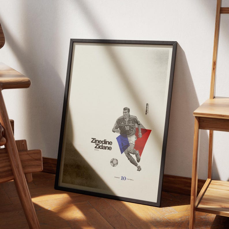 Zinedine Zidane Poster – France Minimalist Soccer Wall Art – Digital ...