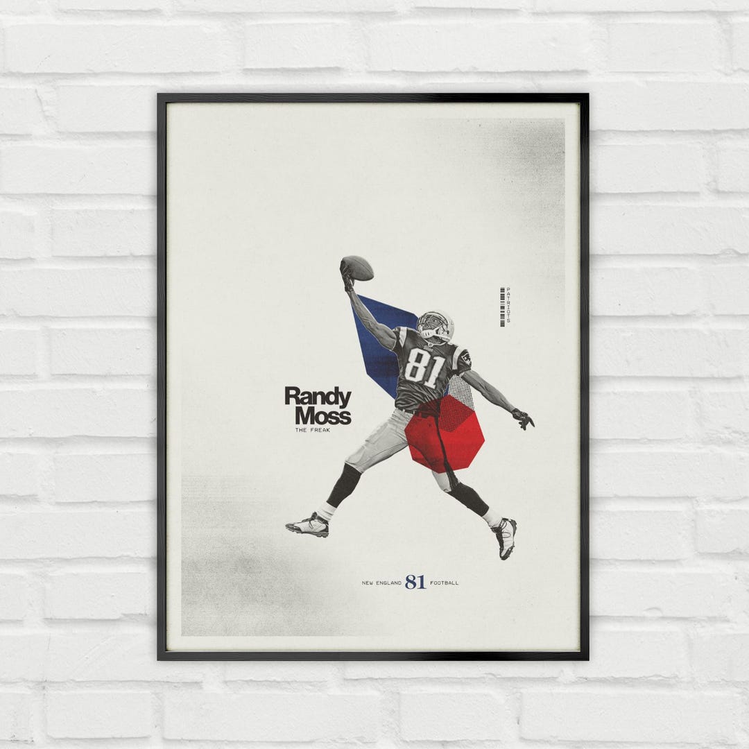 Randy Moss Poster – New England Patriots Minimalist NFL Football Wall ...