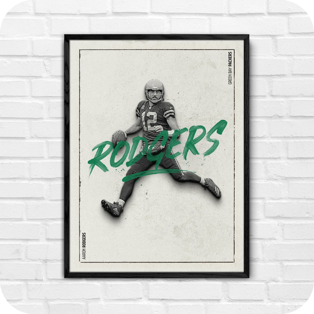 Aaron Rodgers Poster, Green Bay Packers Art Print, Football Wall Art ...