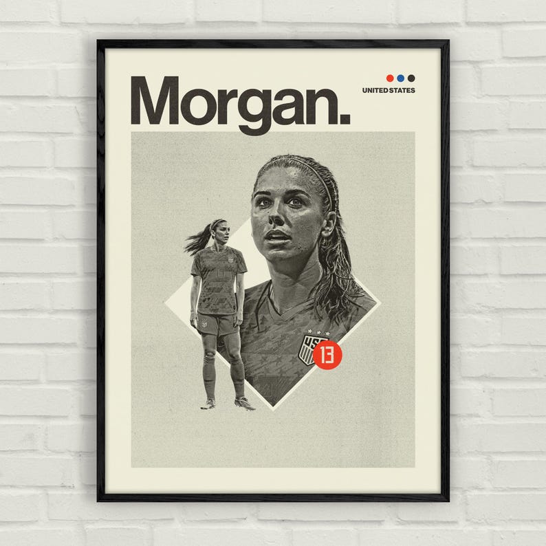 Alex Morgan Poster Minimalistic Mid-century Art Print United States ...