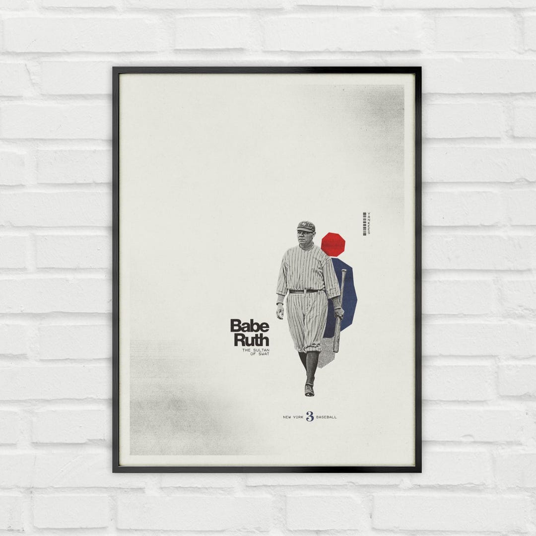Babe Ruth Poster – New York Yankees Minimalist MLB Baseball Wall Art ...