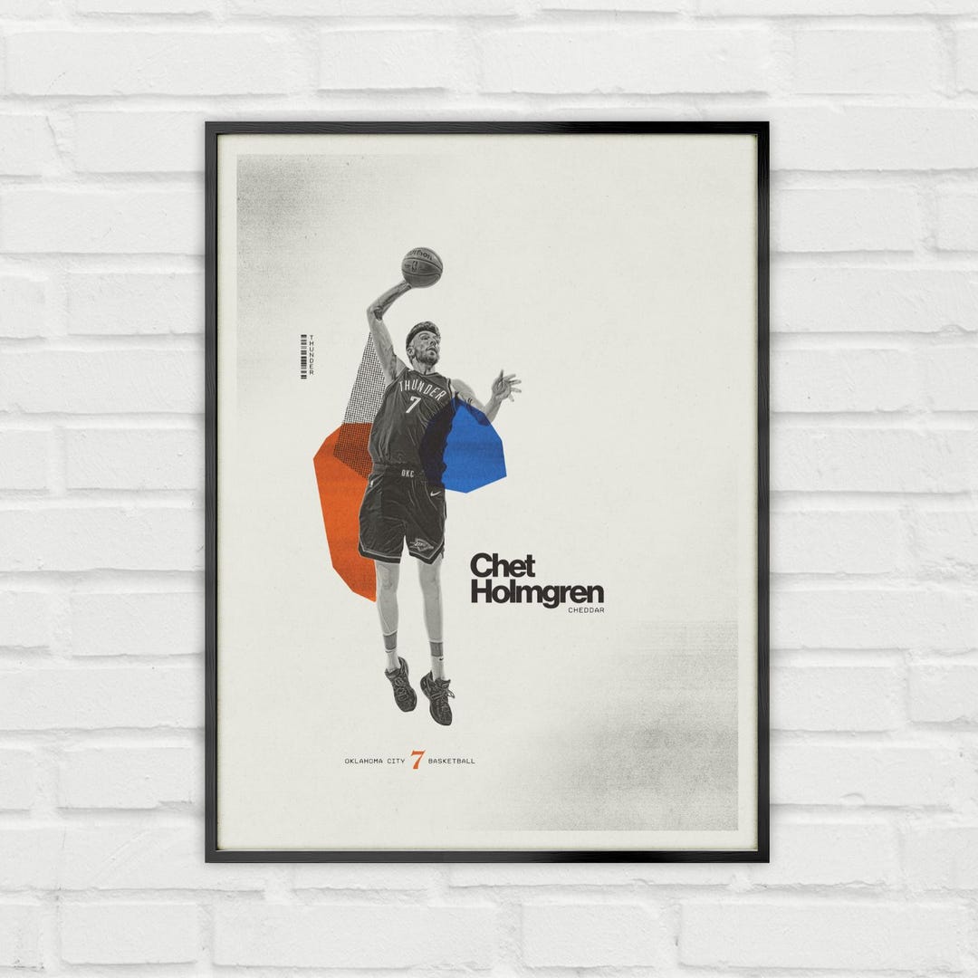 Chet Holmgren Poster – OKC Thunder Minimalist NBA Basketball Wall Art ...
