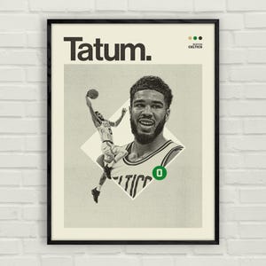 Jayson Tatum Poster Minimalistic Mid-century Art Print Boston Celtics ...