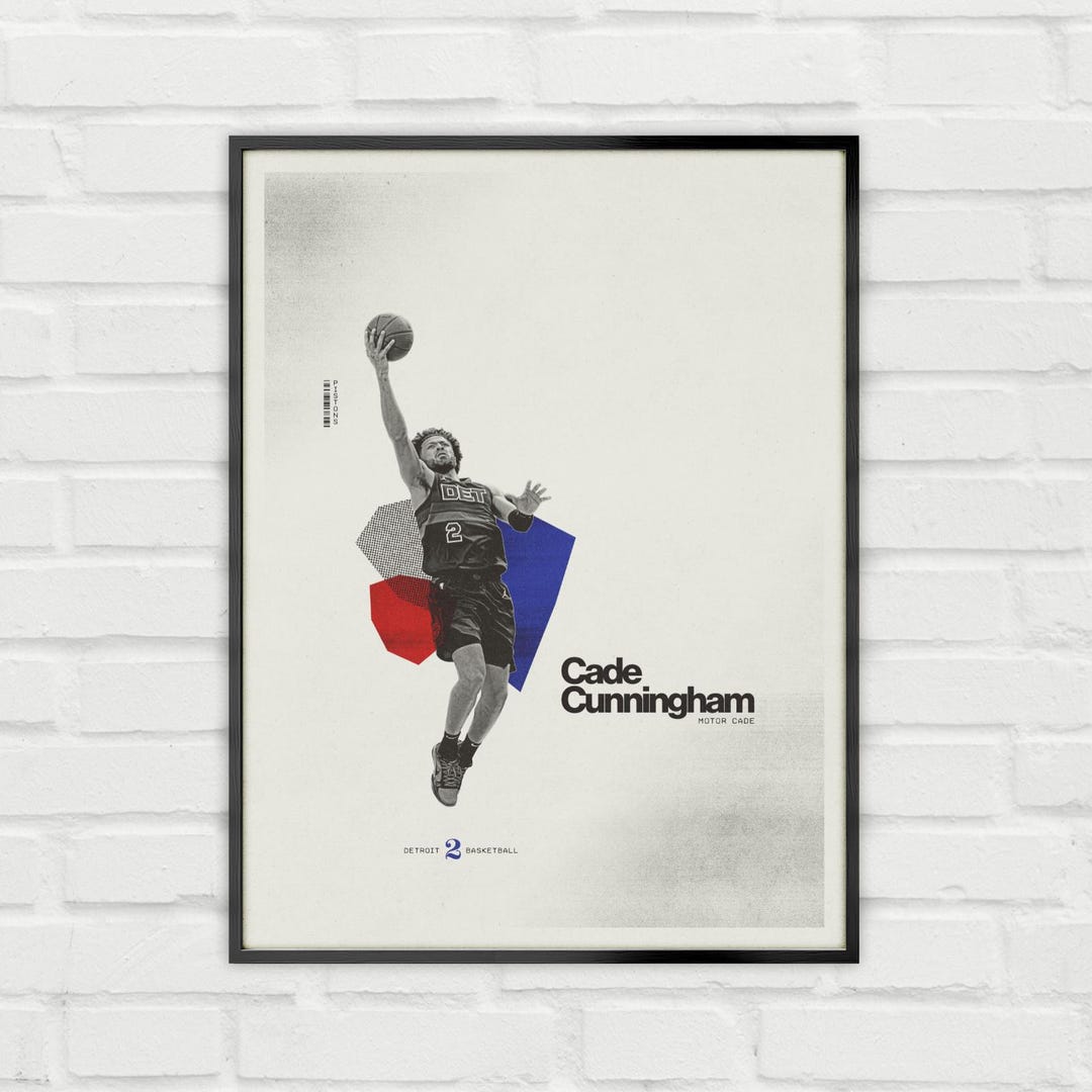 Cade Cunningham Poster – Detroit Pistons Minimalist NBA Basketball Wall ...