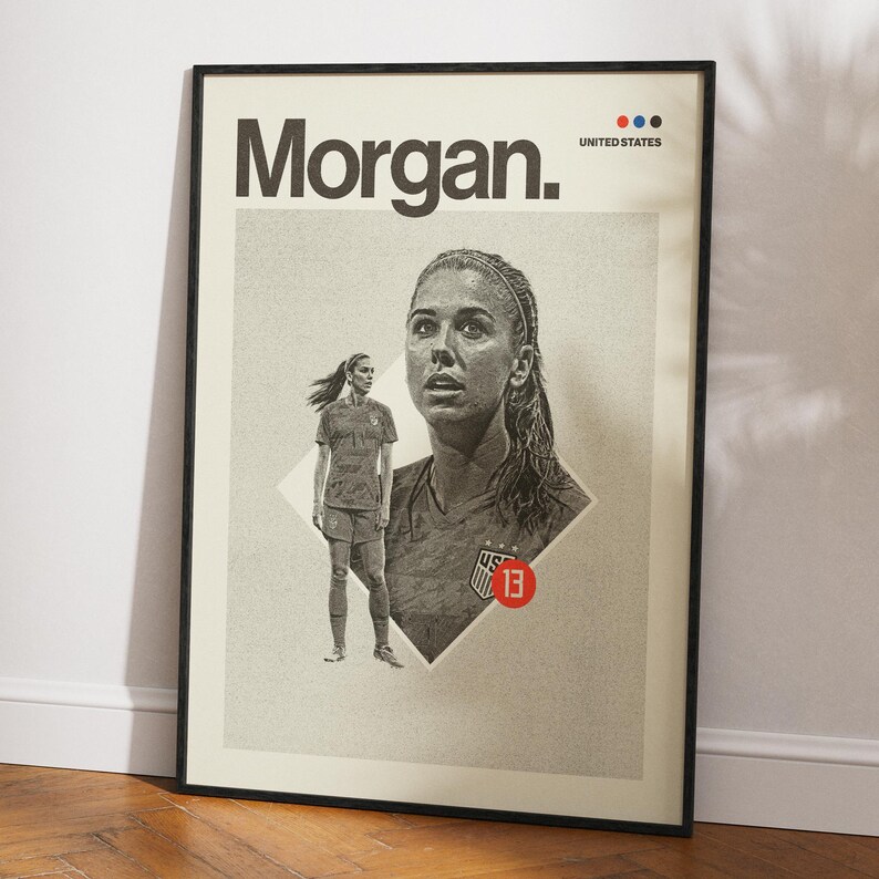 Alex Morgan Poster Minimalistic Mid-century Art Print United States ...