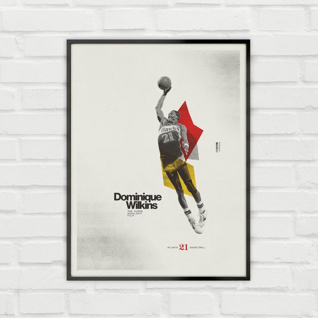 Dominique Wilkins Poster – Atlanta Hawks Minimalist NBA Basketball Wall ...