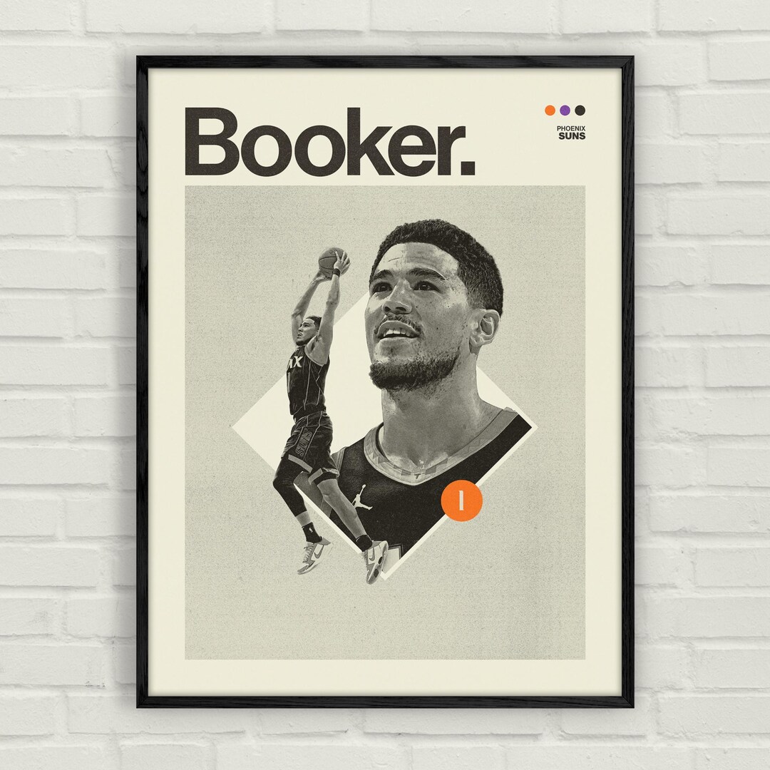 Devin Booker Poster Minimalistic Mid-century Art Print Phoenix Suns ...