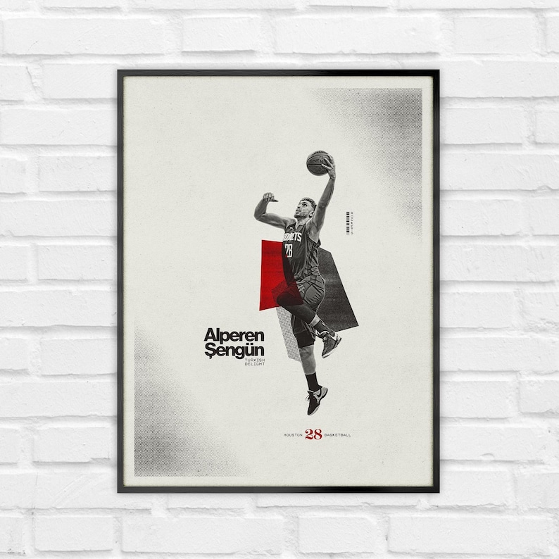 Alperen Sengun Poster – Houston Rockets Minimalist NBA Basketball Wall ...