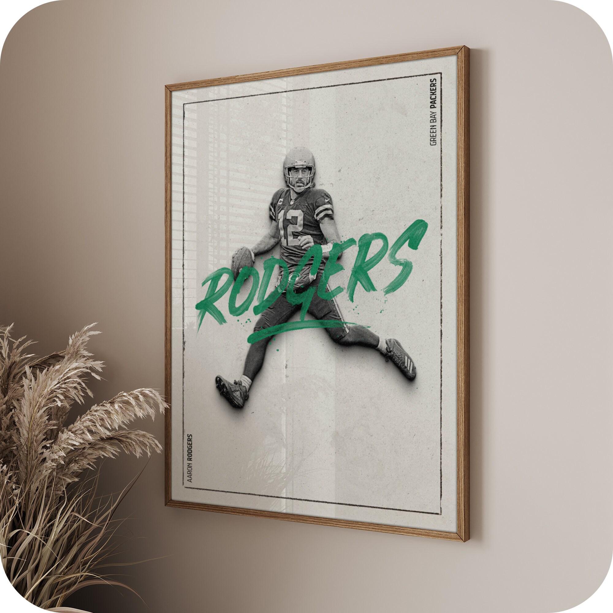 Aaron Rodgers Poster, Green Bay Packers Art Print, Football Wall Art ...