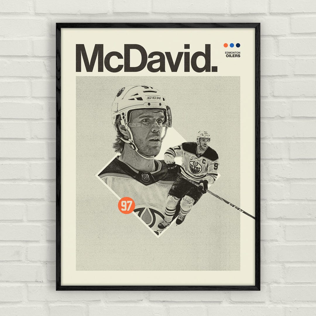 Connor Mcdavid Poster Minimalistic Mid-century Art Print Edmonton ...