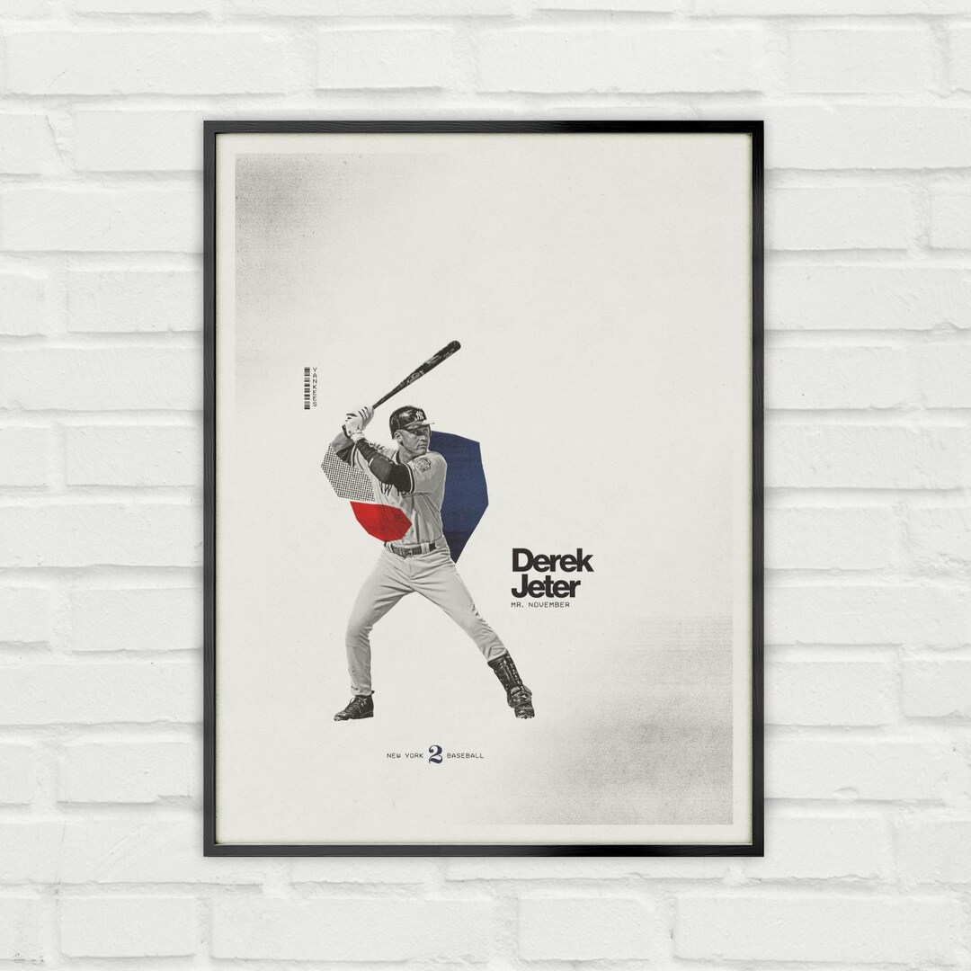 Derek Jeter Poster – New York Yankees Minimalist MLB Baseball Wall Art ...