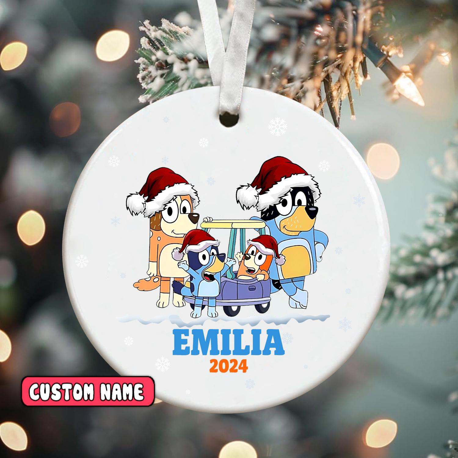 Personalized Bluey Ornament, Custom Ornaments, Bluey Family Christmas ...