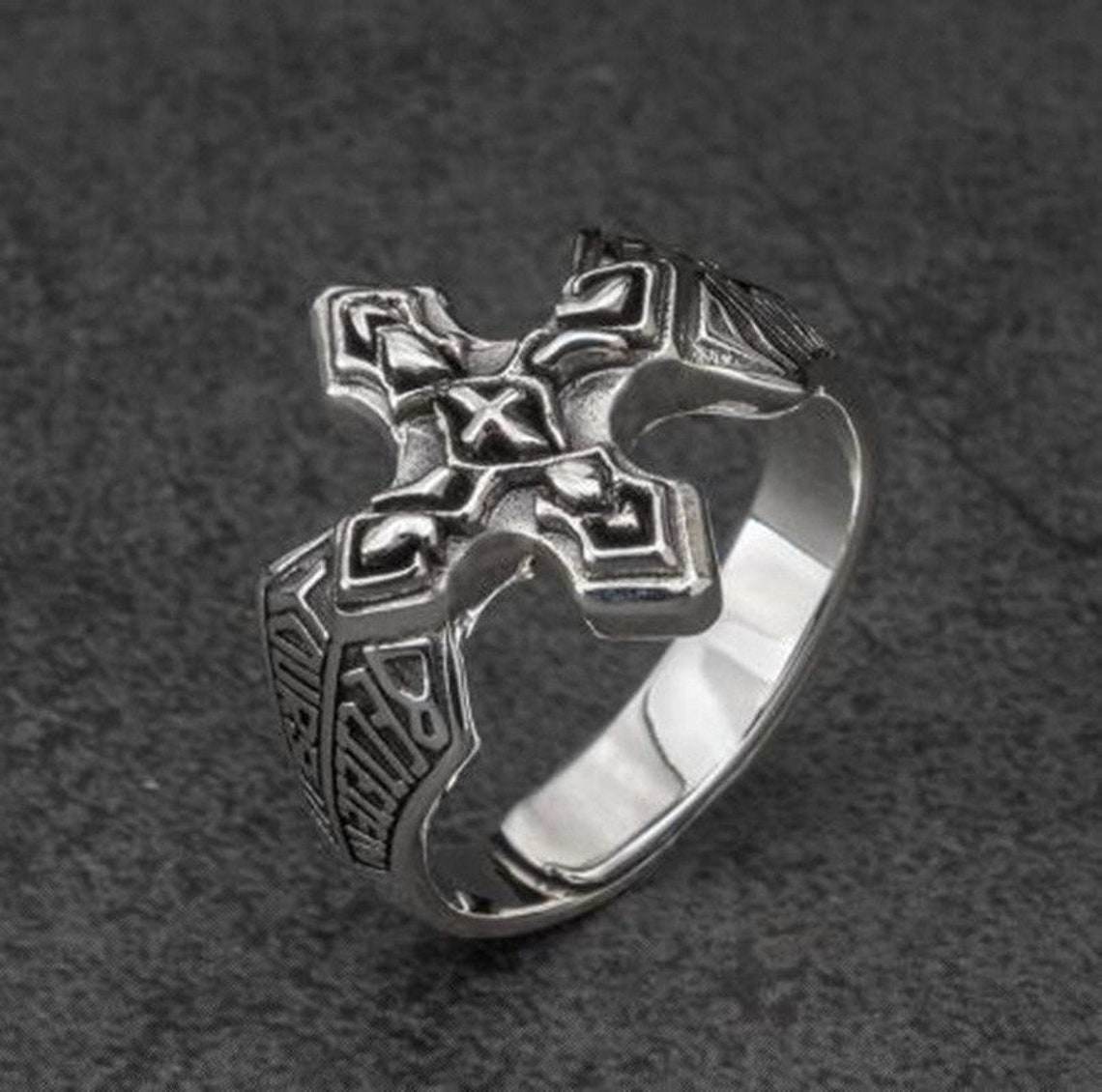Cross Ring, High Quality Metal Mens Ring, Religious Ring, Gothic Ring ...