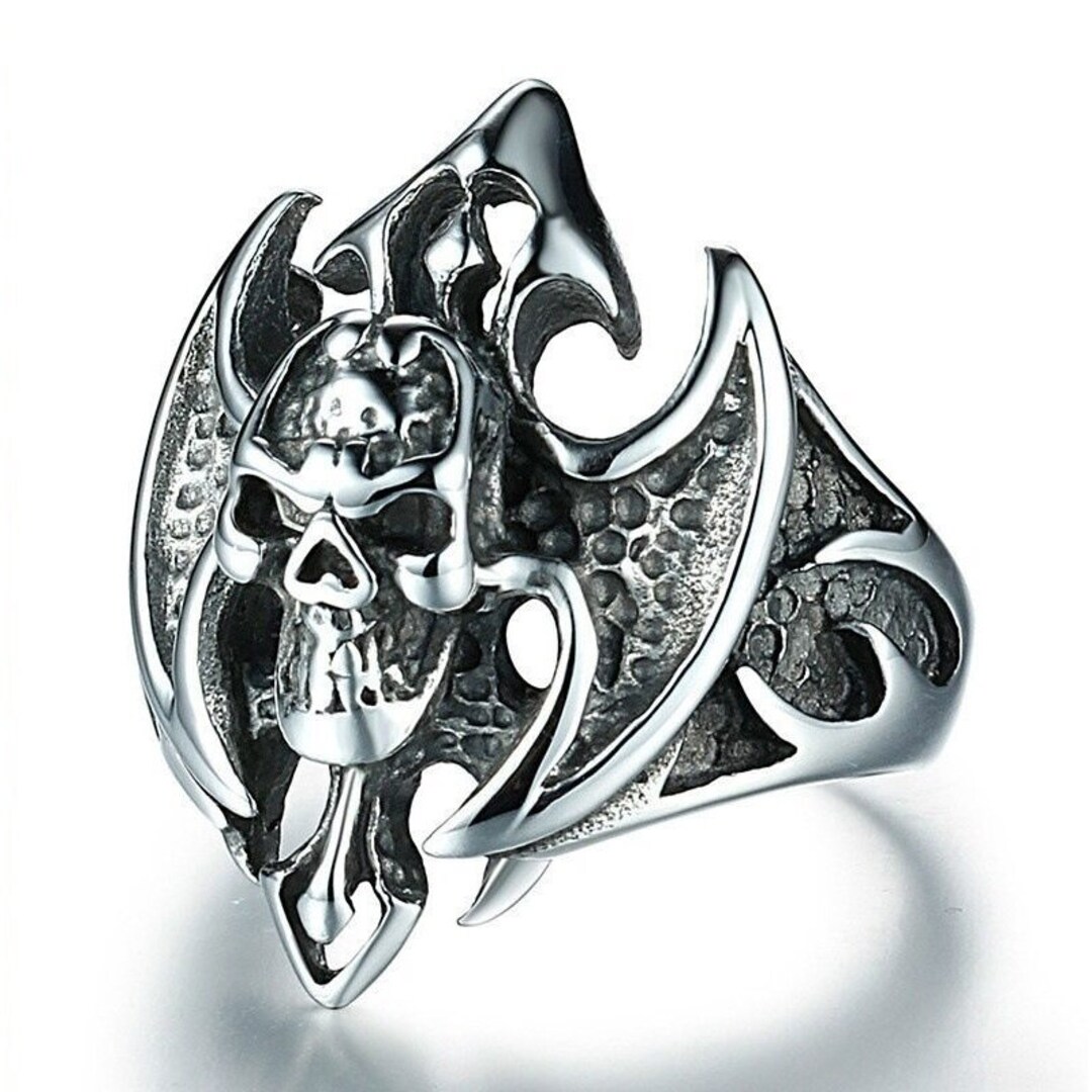 Cross Skull Ring, Skull Head Ring, Biker Ring, Punk Ring, Rock Ring ...