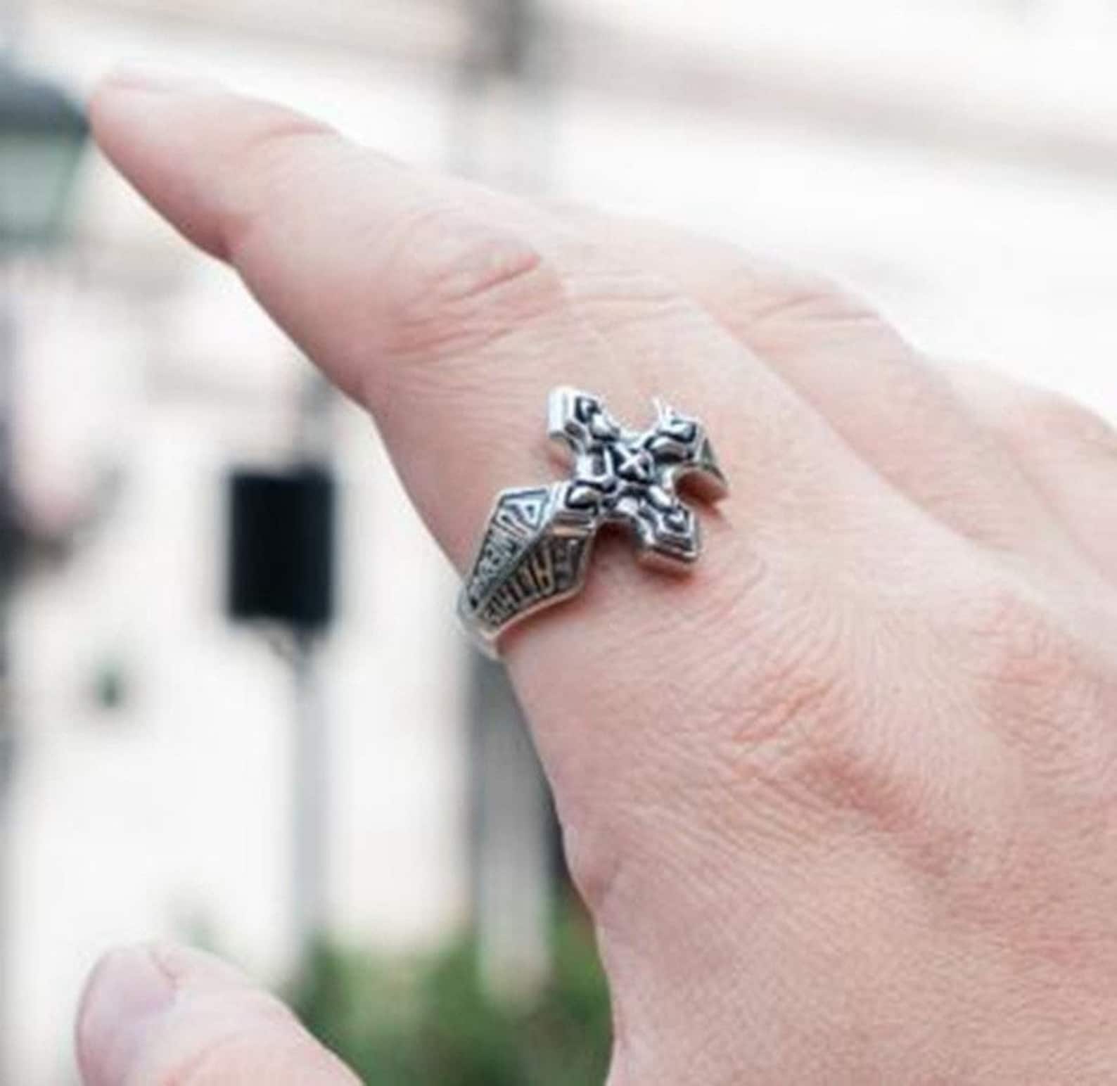 Cross Ring, High Quality Metal Mens Ring, Religious Ring, Gothic Ring ...