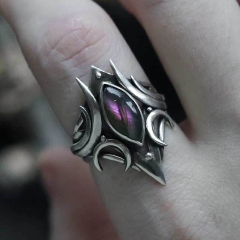 Unisex Gothic Purple Stone Ring Amethyst Ring Purple Ring - Etsy
