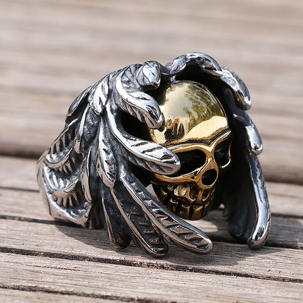 Winged Skull Ring - Etsy