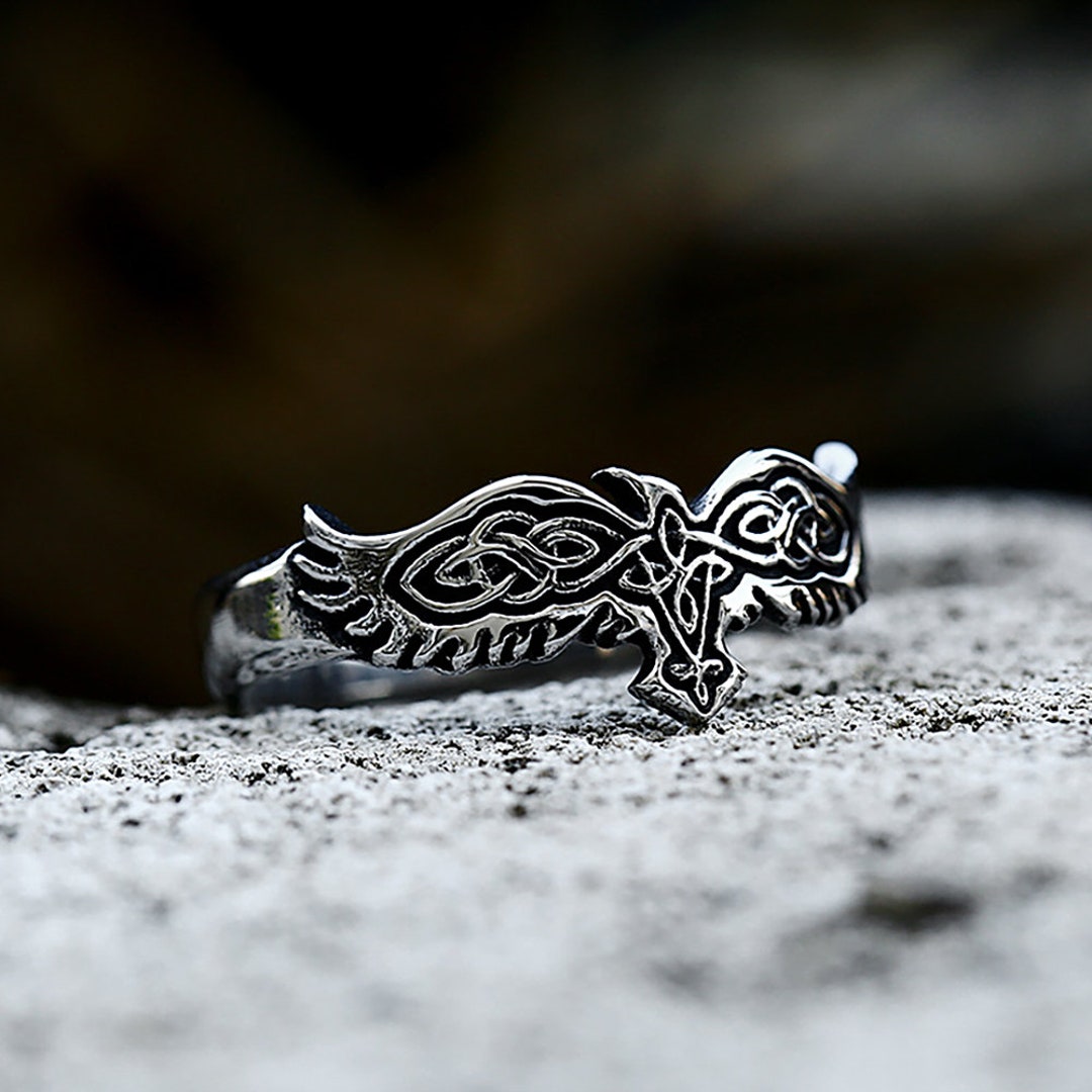 Stainless Steel Viking Crow Ring Eagle Ring Norseman Ring - Etsy