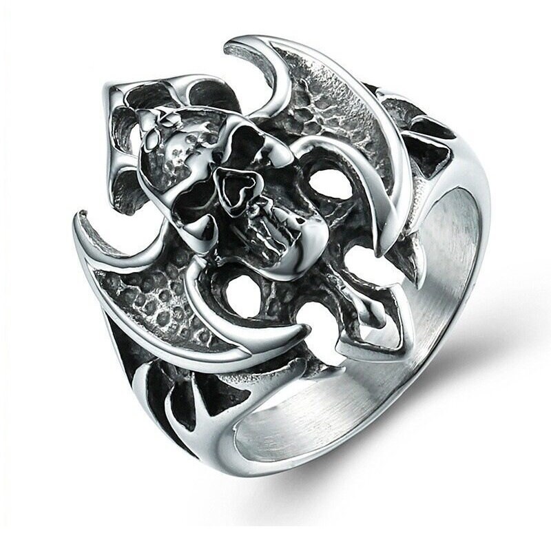 Cross Skull Ring, Skull Head Ring, Biker Ring, Punk Ring, Rock Ring ...