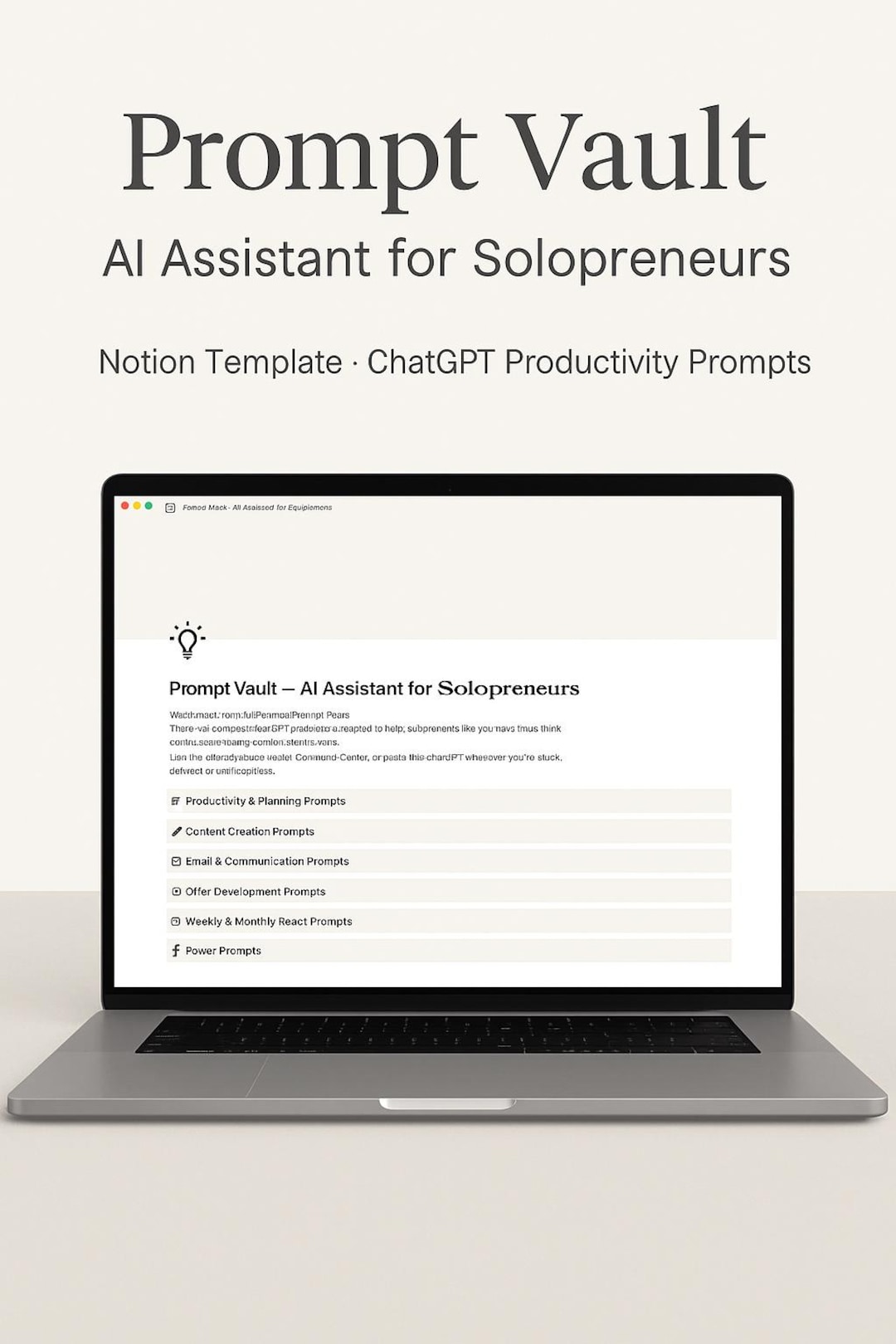 Chatgpt Prompt Vault for Solopreneurs – Notion Template for ...