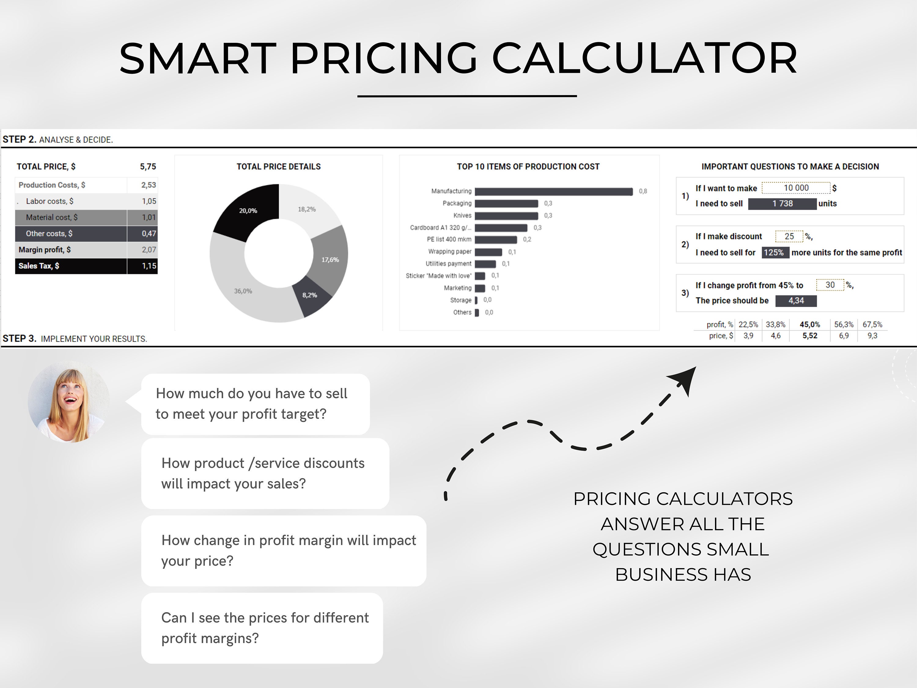 Product Pricing Calculator, Pricing Guide, Pricing Spreadsheet Small ...