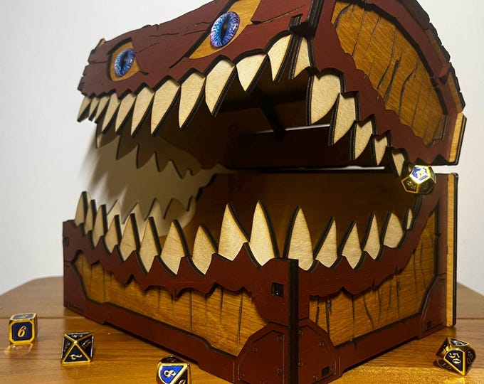Large Mimic Treasure Chest | Fantasy Storage Box | Dungeon Dice Holder ...
