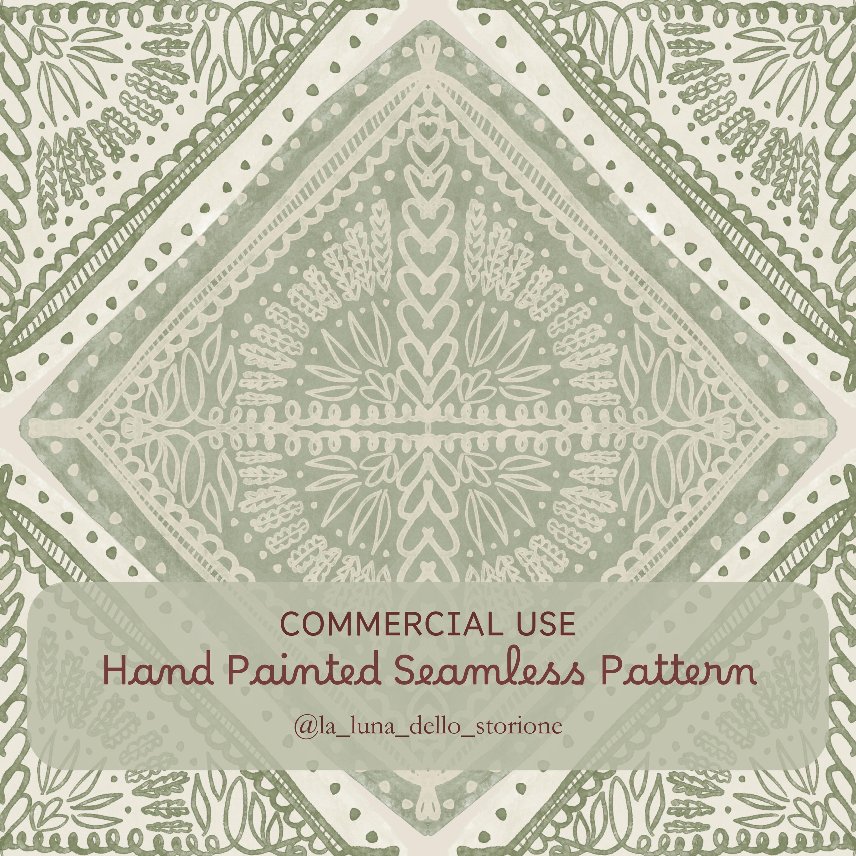 Delicate Sage Pattern Commercial Use Cottagecore Soft Beige Green Print ...