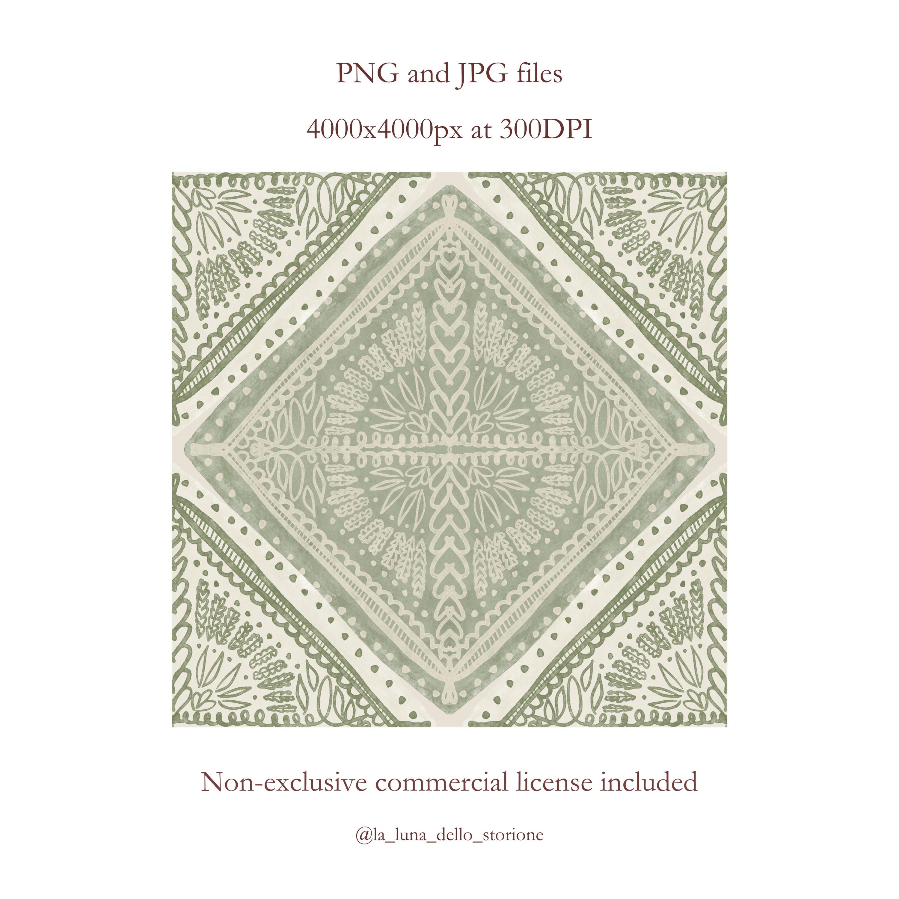 Delicate Sage Pattern Commercial Use Cottagecore Soft Beige Green Print ...