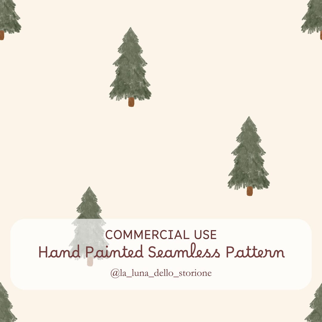 Christmas Trees Pattern Commercial Minimalistic Print Watercolor Winter ...