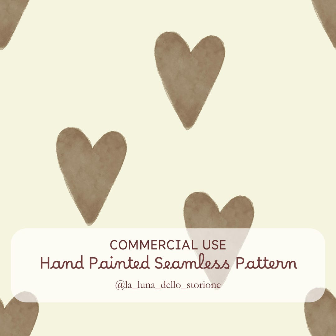 Brown Hearts Pattern Commercial Use Valentines Day Beige Hearts Print ...