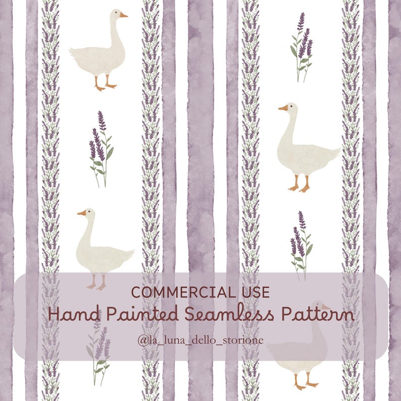 Cute Goose Purple Pattern Commercial Use Cottagecore Soft Purple ...