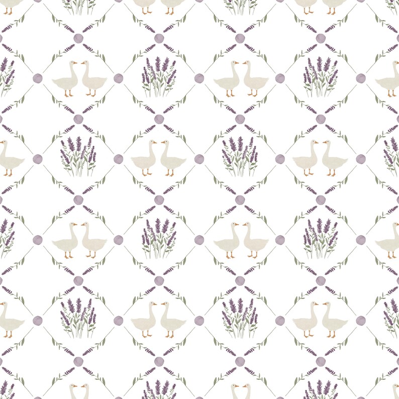 Cute Goose Purple Pattern Commercial Use Cottagecore Soft Purple ...