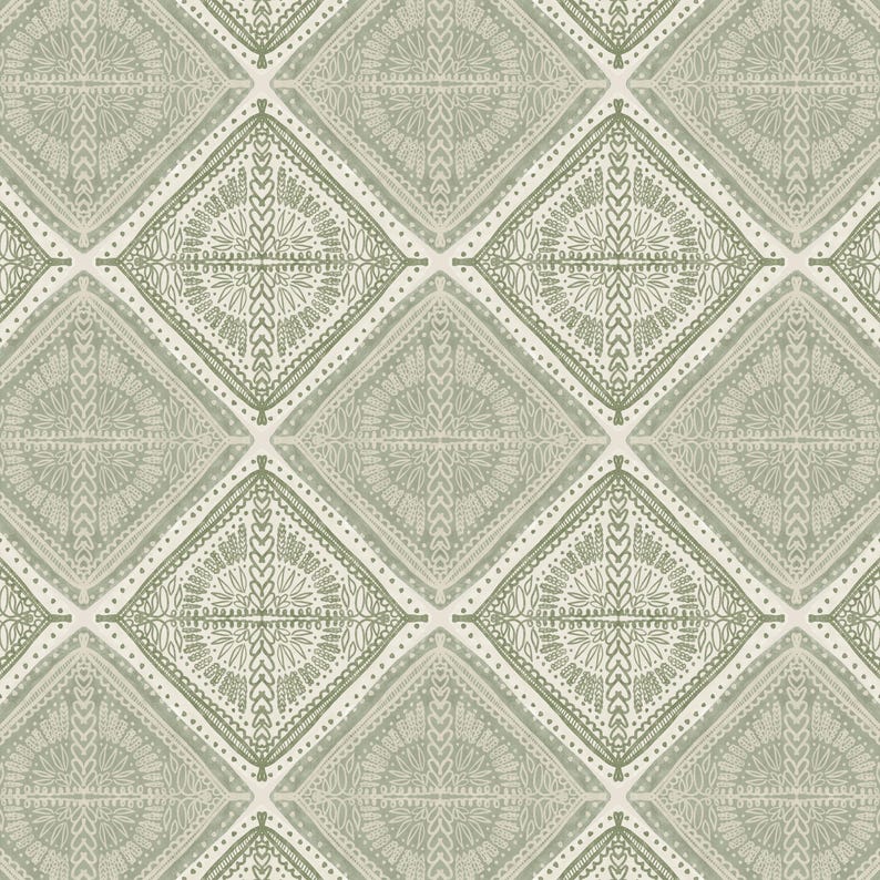 Delicate Sage Pattern Commercial Use Cottagecore Soft Beige Green Print ...