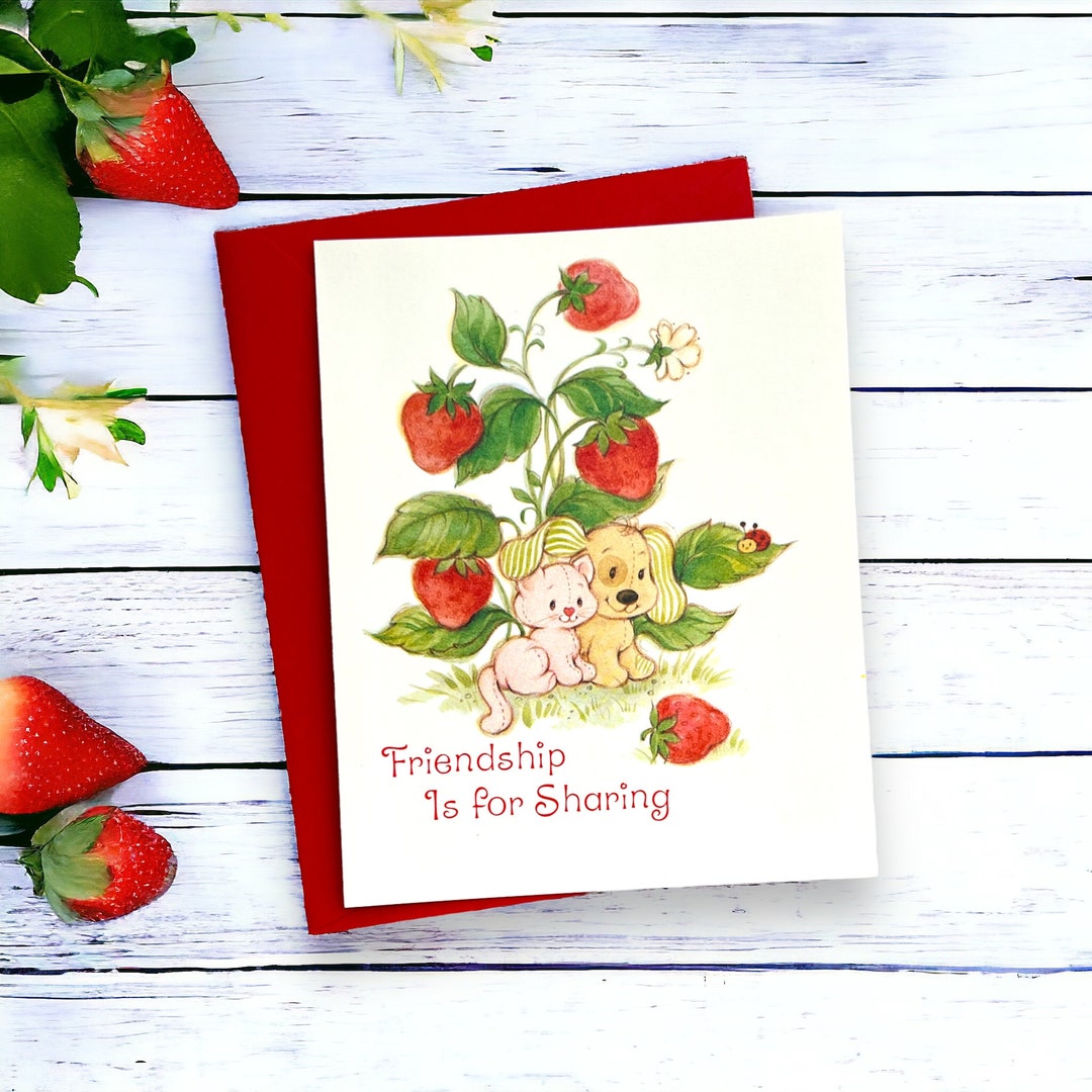 Vintage Strawberry Shortcake Greeting Card Featuring Custard and ...