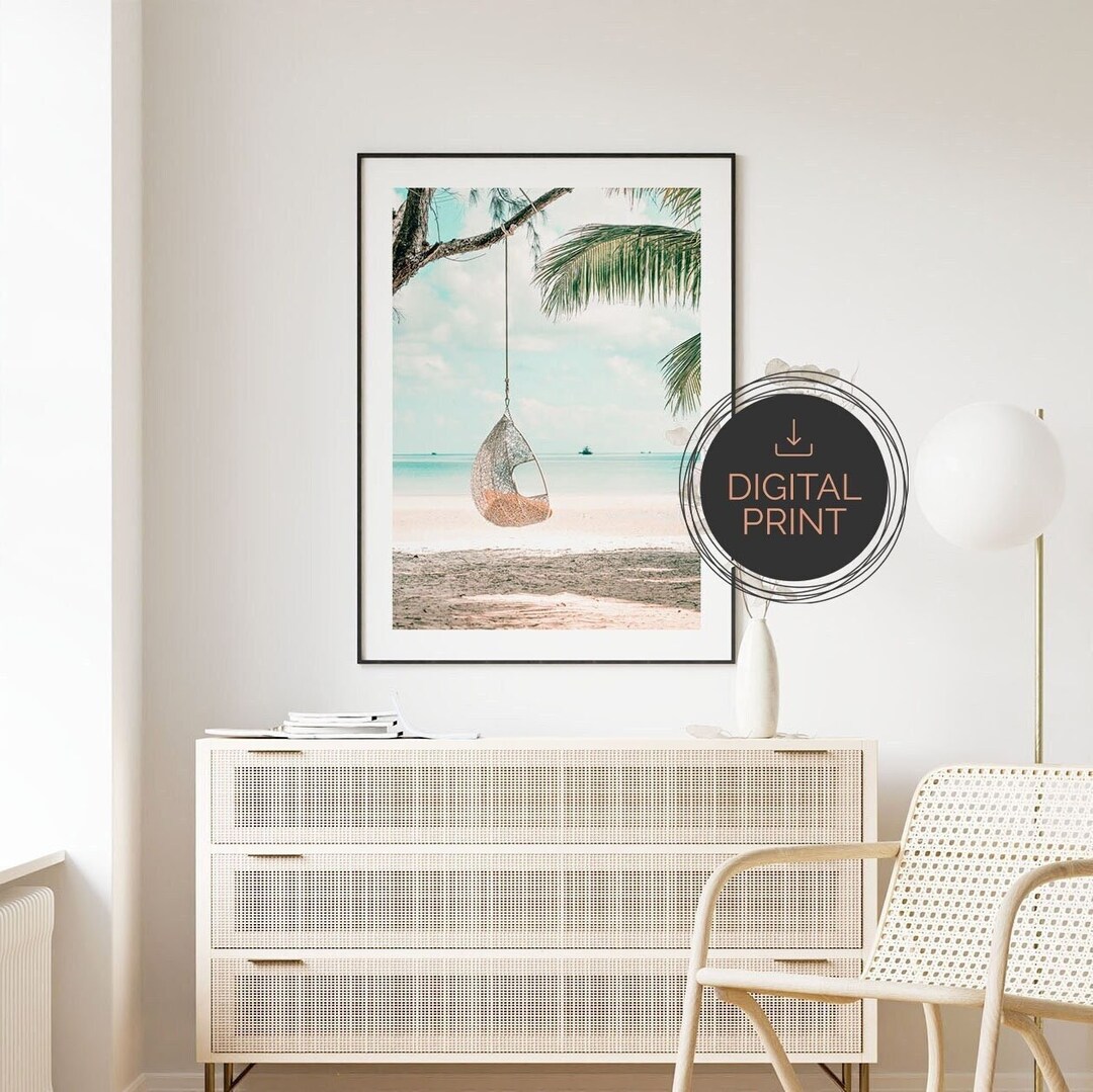 Printable Seaside Swing Photography Poster Coastal Wall Art Digital ...