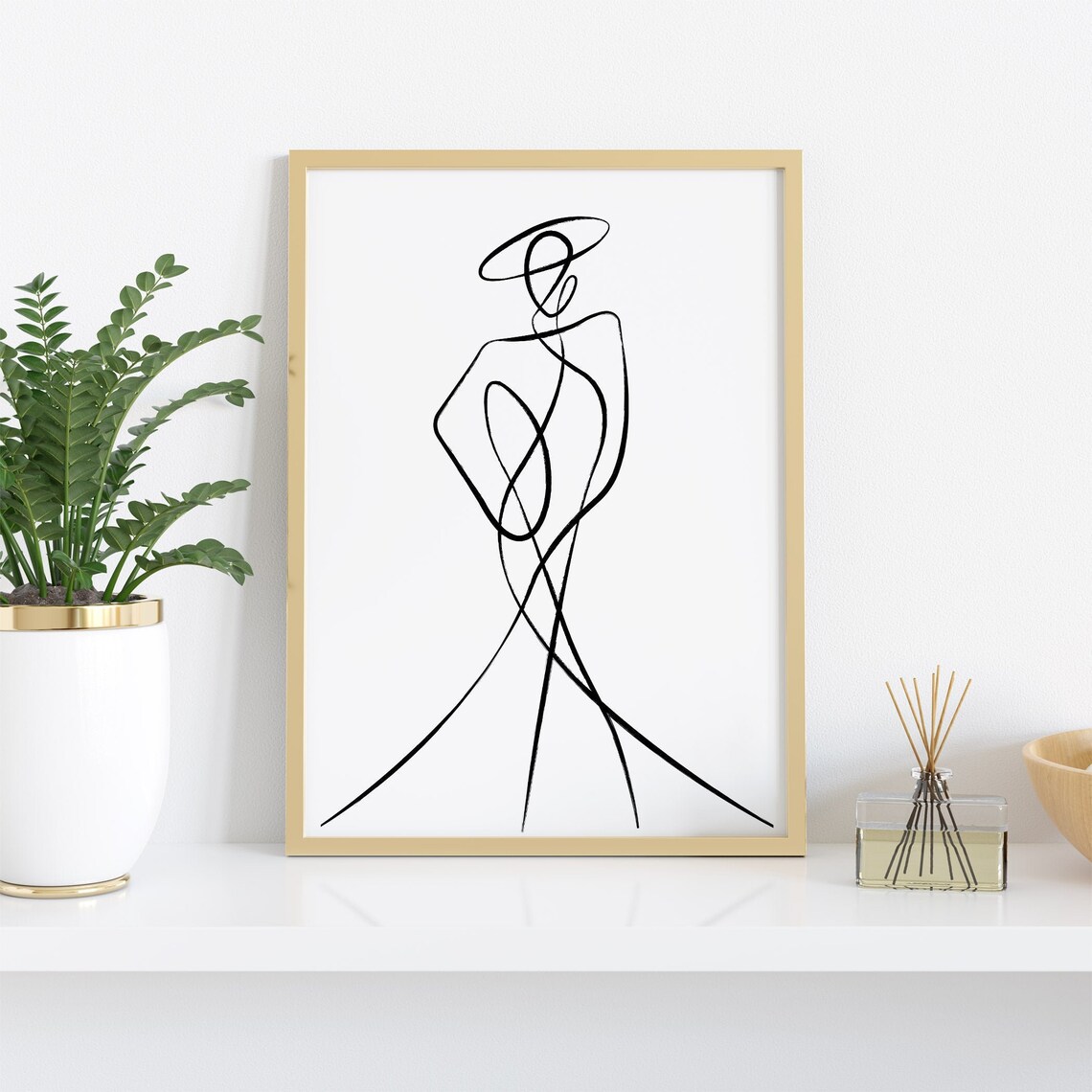 Dancing Woman Line Art Print Line Art Woman Poster Line Art Body Single ...