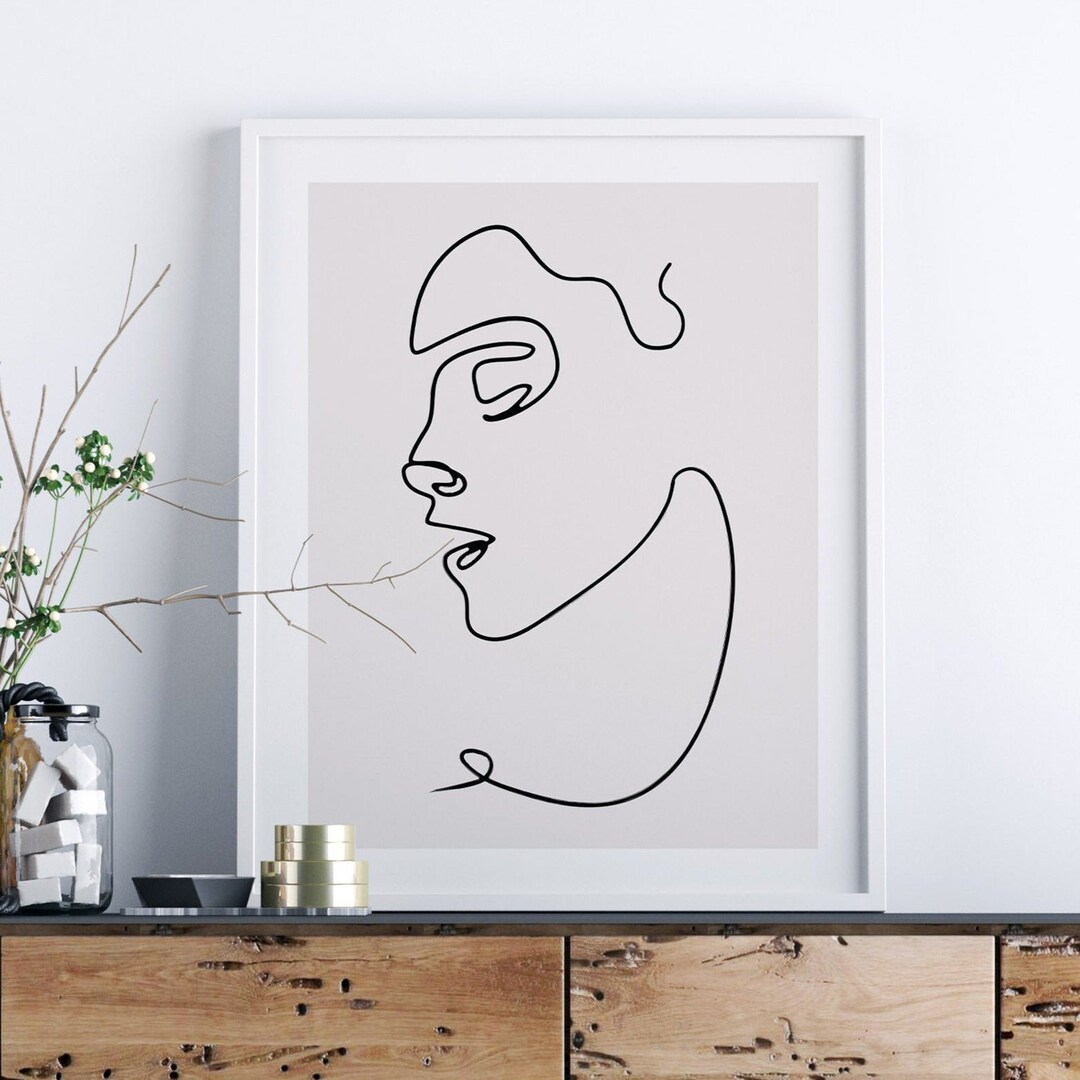 Line Art Face Print Line Art Print Minimalist Wall Art Single Line ...