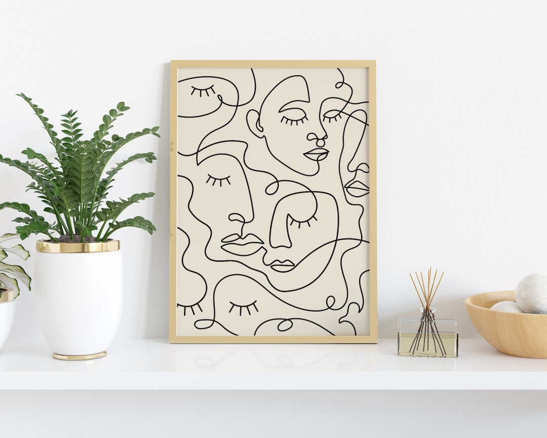 Printable Line Art Face Print Single Line Face Print Minimalist Single ...