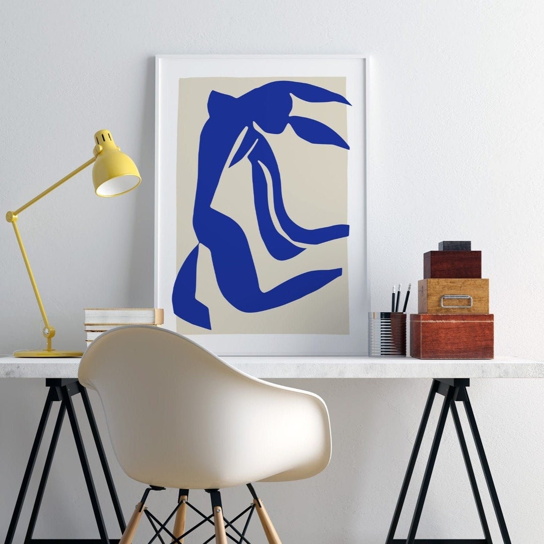 Matisse Blue Nude Cutout Print Mid Century Modern Artwork Flowing Hair ...