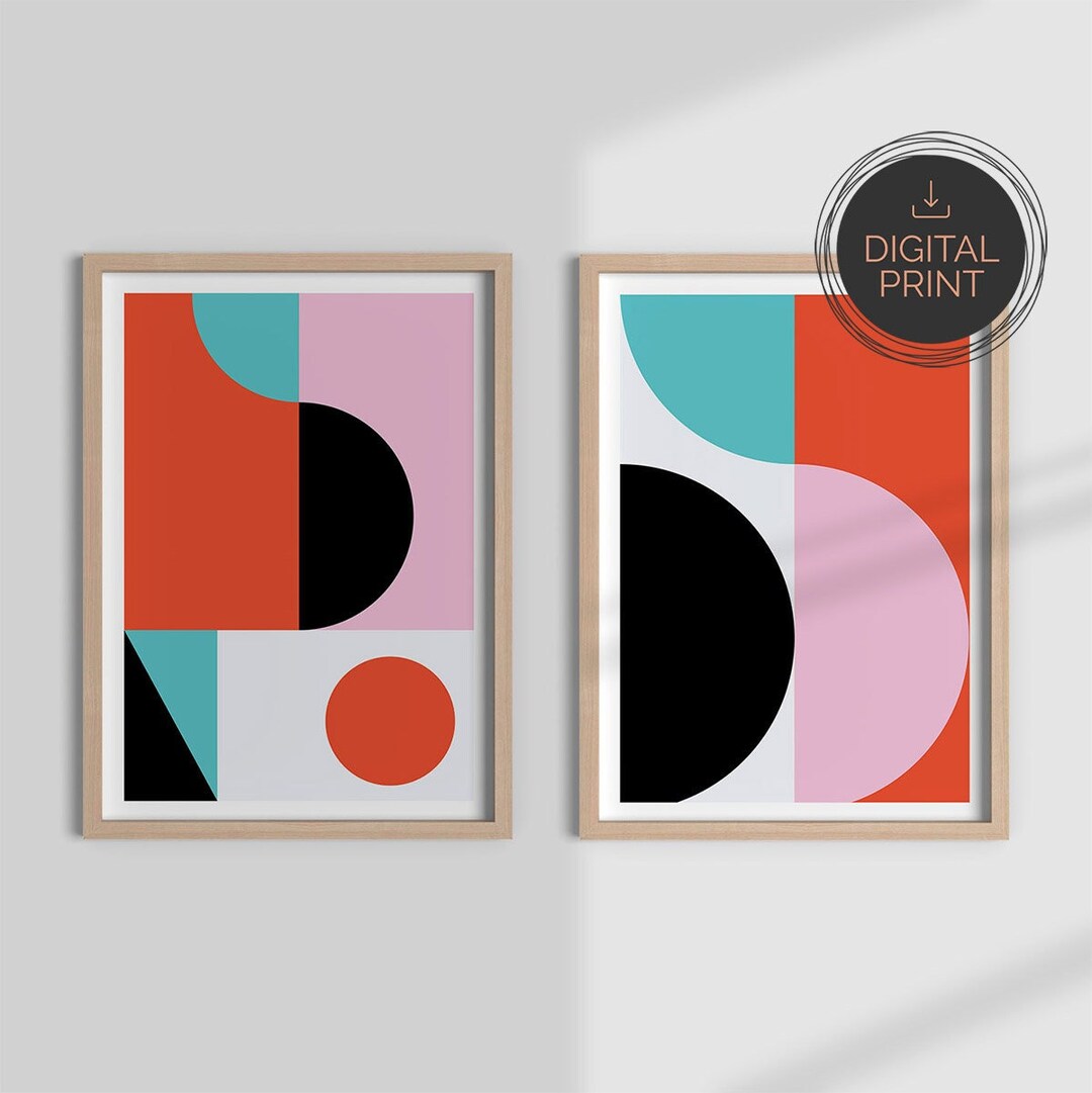 Printable Color Block Prints Mid Century Modern Wall Art Geometric ...