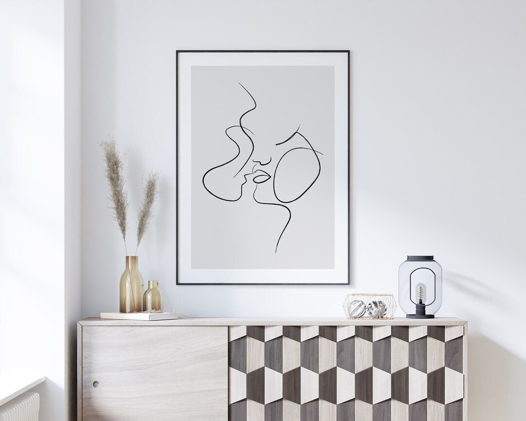 Abstract Couple Line Art Printable Poster Couple One Line Art