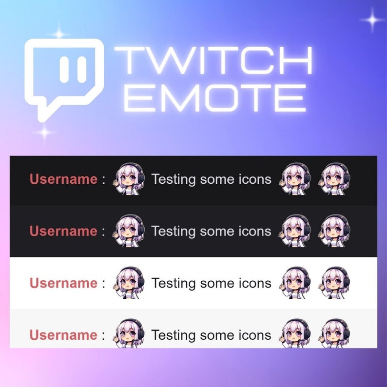 Twitch Emote White Purple Hair, Purpleeye Girl Salute - Etsy