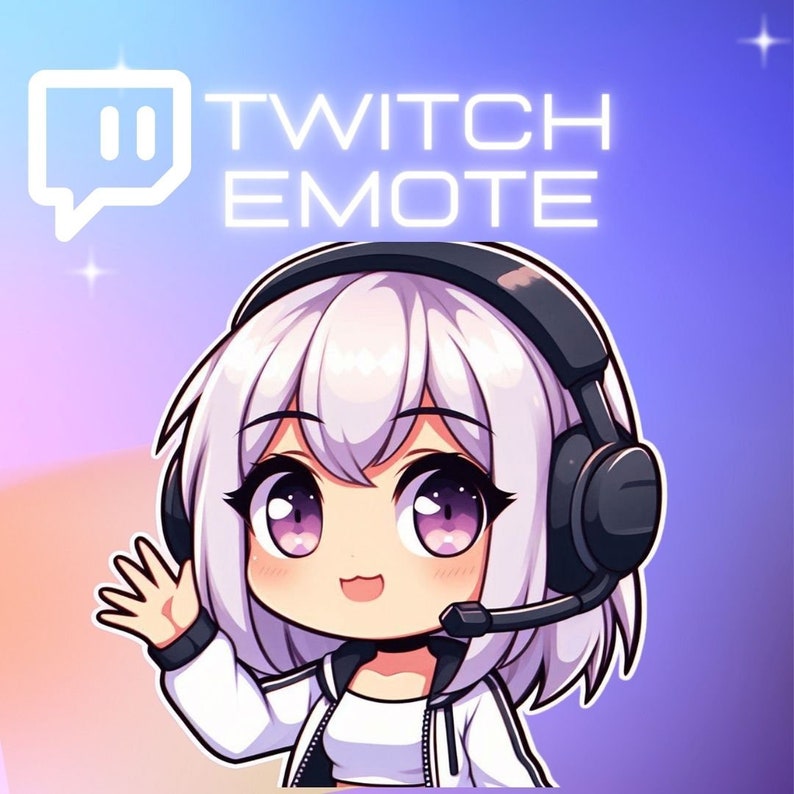 Twitch Emote White Purple Hair, Purpleeye Girl Salute - Etsy